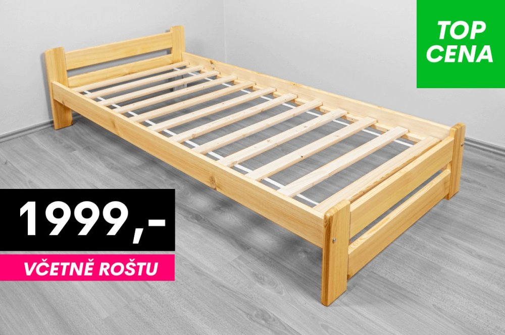 Postel z masivu Eda 90x200 cm, jednolůžková, s roštem | E-shop OZEO
